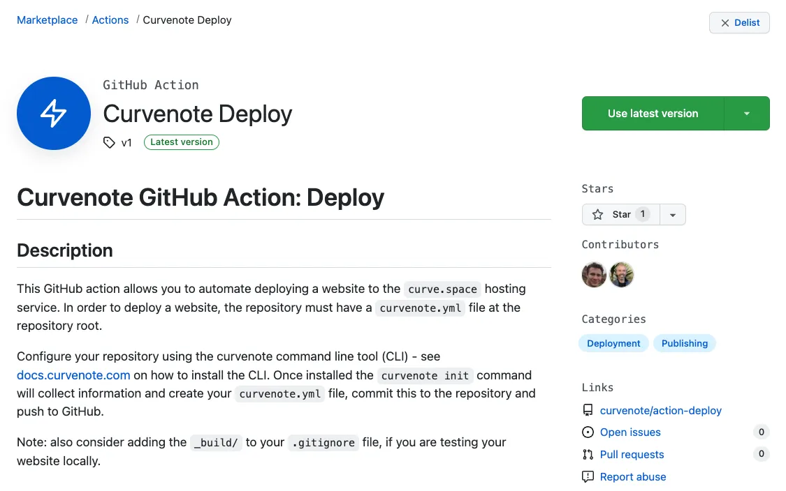 Deploying to curve.space from GitHub - Curvenote Docs