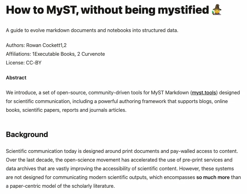 Get Started - MyST Markdown